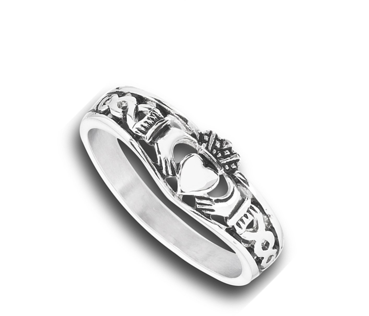 Filigree Infinity Celtic Claddagh Heart Ring New Stainless Steel Band Size 10