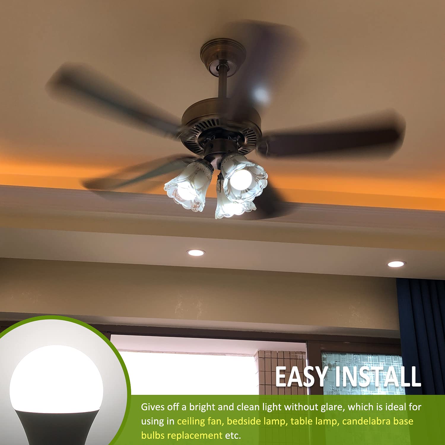 GIOVAR 8-Pack E12 LED Light Bulb 120V 60W Equivalent, Candelabra Base LED Ceiling Fan Light Bulb Daylight 5000K, Non-Dimmable