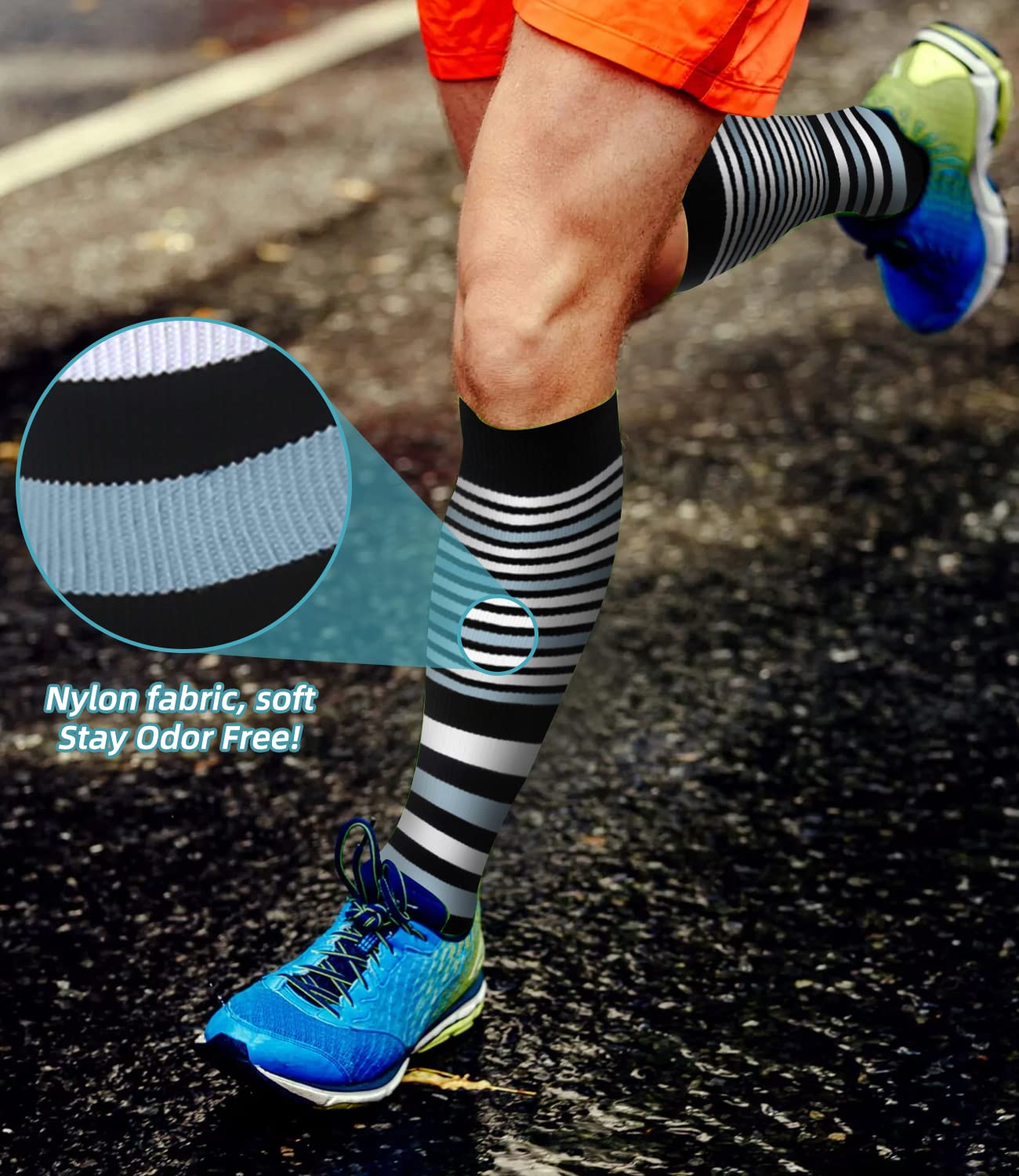 FuelMeFoot Compression Socks For Women Men 20-30 mmhg - Graduated Support Knee High Socks For Nurses, Travel, Athletic