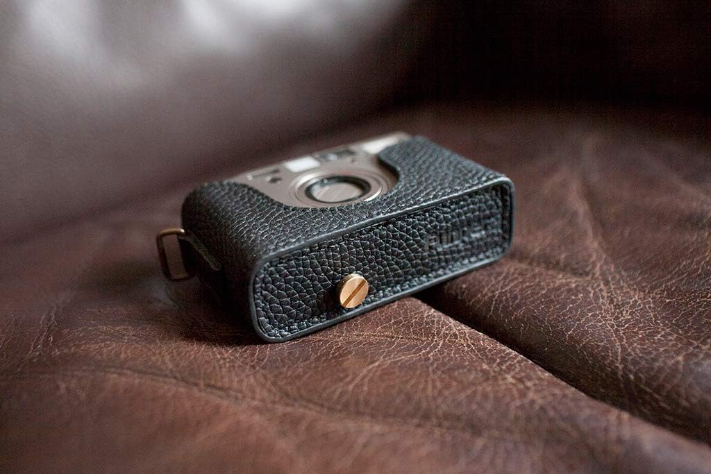 Funper Handmade Genuine Real Leather Half Camera Case Bag Cover for Contax T3 Black