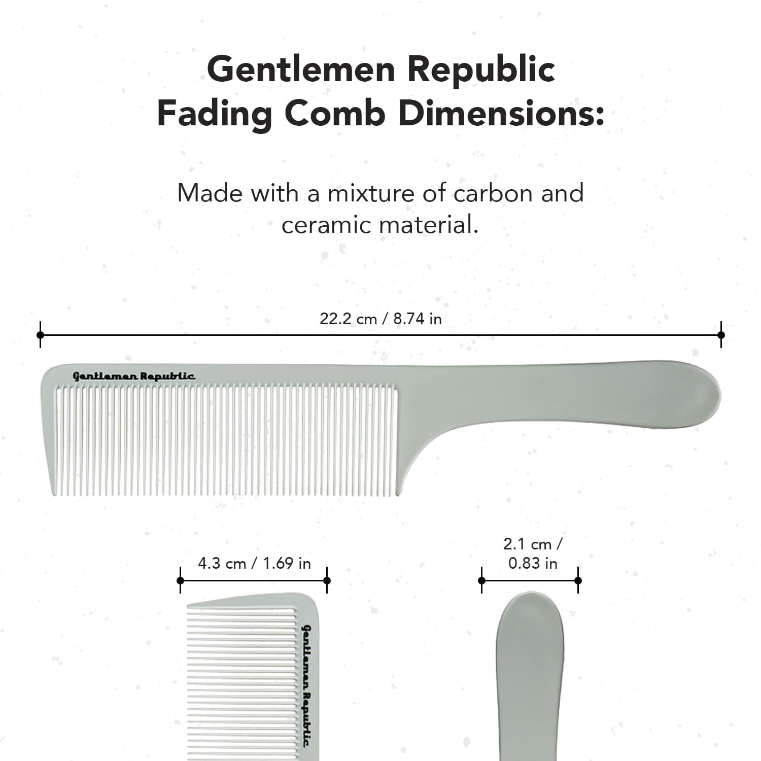 Gentlemen Republic Fade Comb for Fades, Blending and Men Hair Cuts – Soft Round Tips, Soft Touch, Strong Teeth with Strong Body – Ma