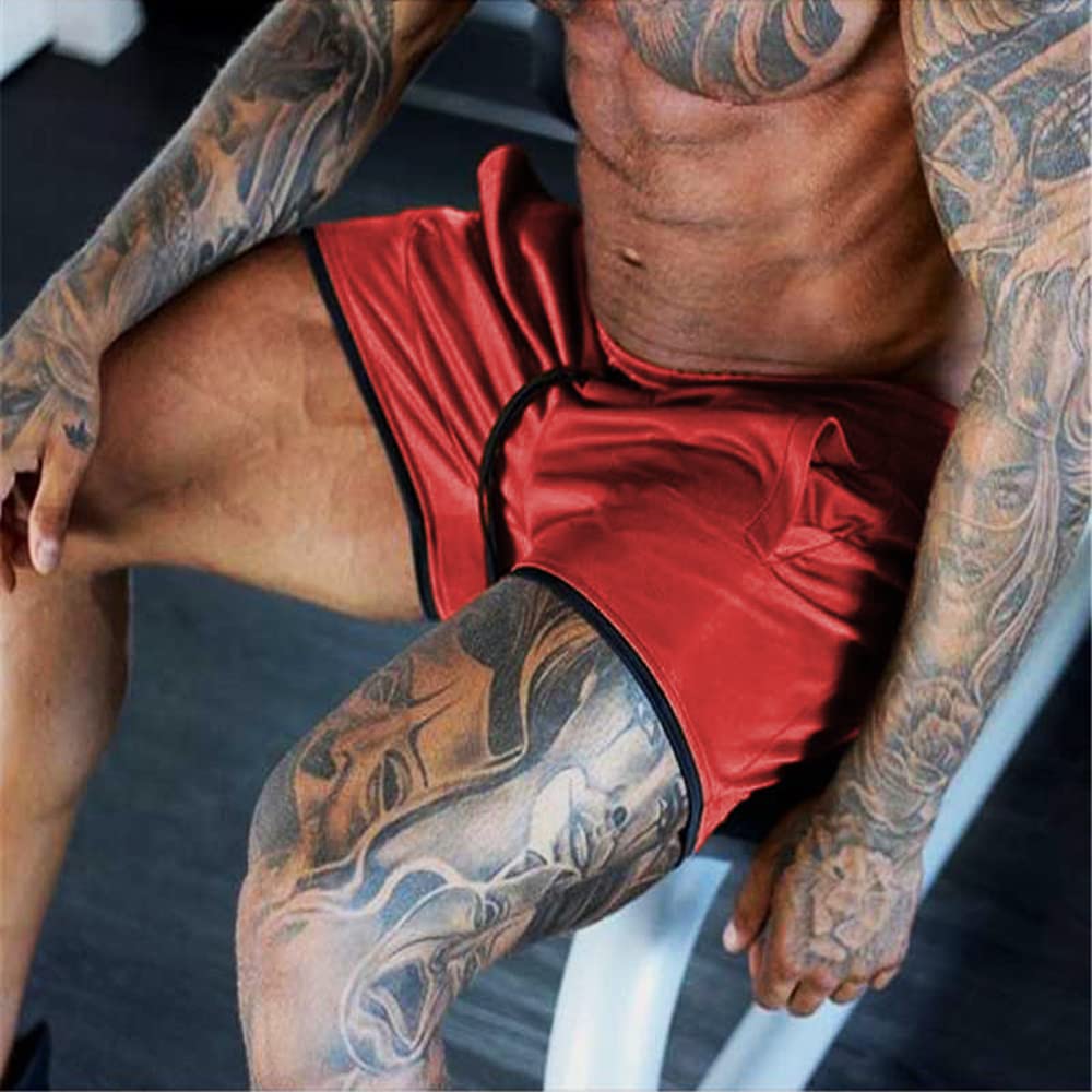 FLYFIREFLY Men's 4" Workout Running Shorts Quick Dry Lightweight Gym Yoga Shorts Red