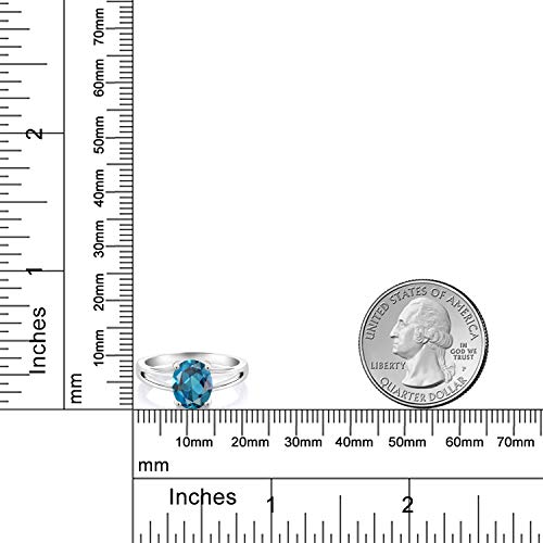 Gem Stone King 925 Sterling Silver London Blue Topaz Women Solitaire Engagement Ring (2.25 Ct Oval, Gemstone Birthstone Available in size 5, 6, 7, 8, 9)