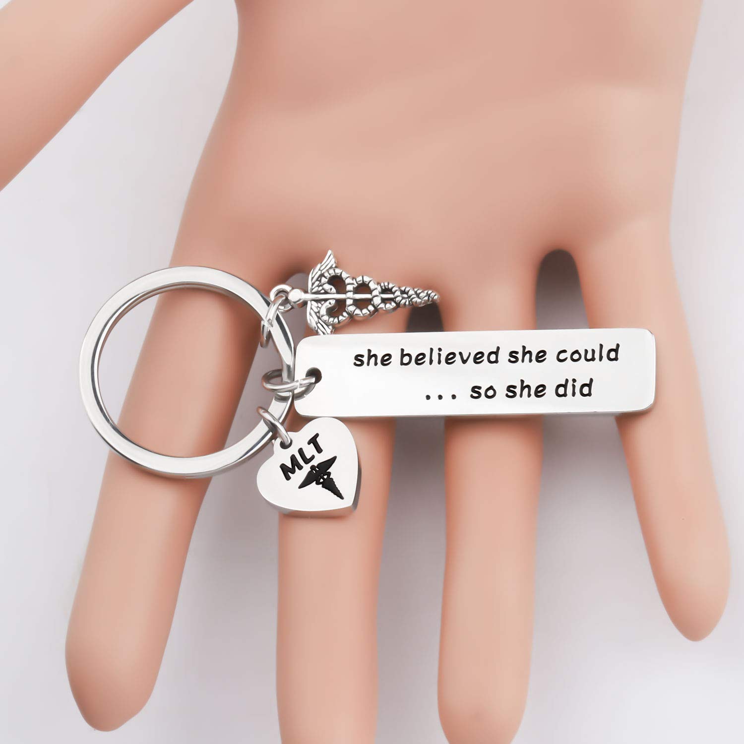 FOTAP Medical Lab Technician Gift MLT Keychain Medical Jewelry for MLT Graduation Gift Medical Technician, Scientist, Laboratory Gift (MLT KEY)