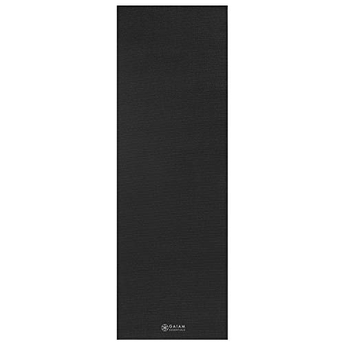 Gaiam Essentials Premium Yoga Mat with Carrier Sling, Black, 72 InchL x 24 InchW x 1/4 Inch Thick