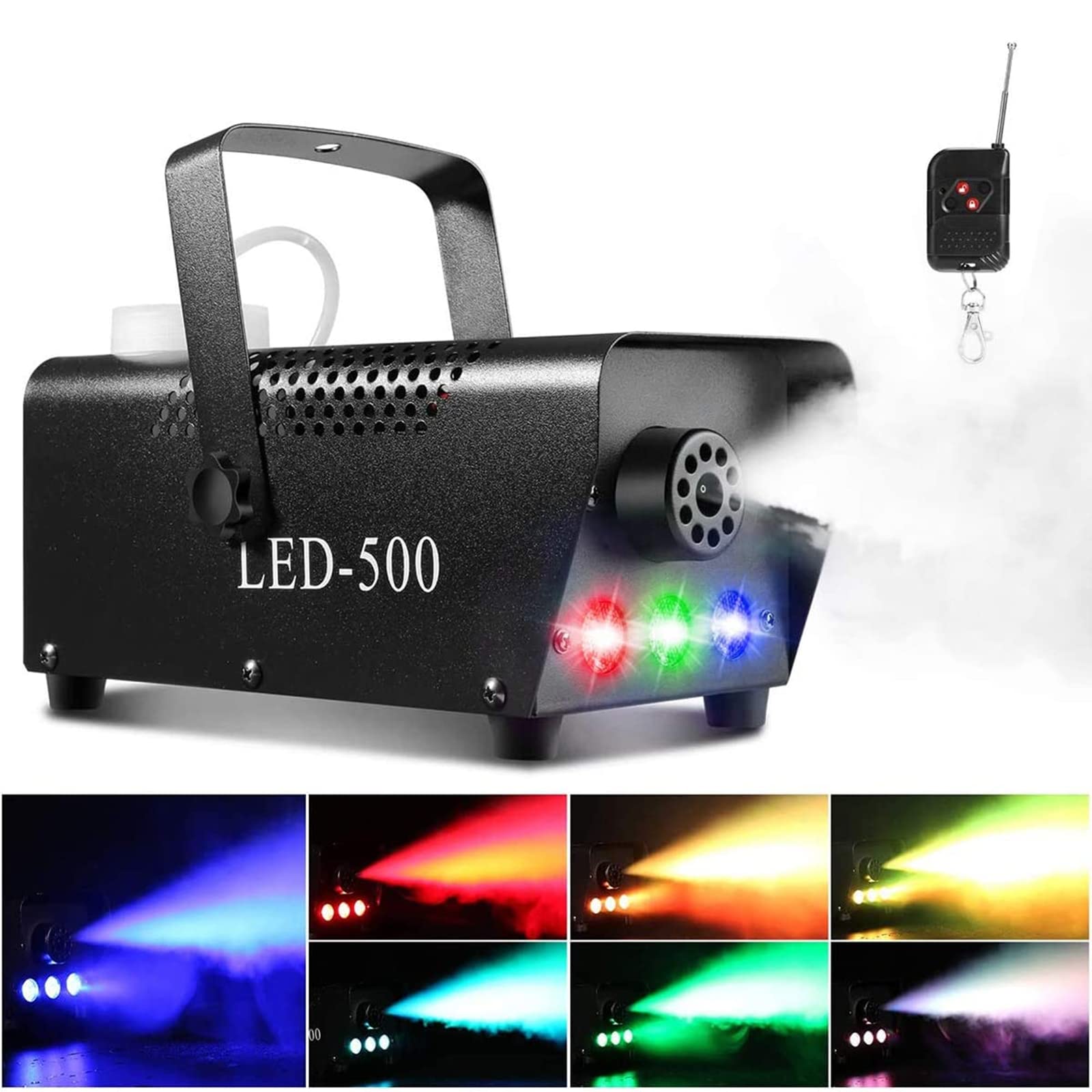 Fog Machine 500W Smoke Machine LED Light with Wireless and Wired Remote Control for Christmas Party Wedding Stage