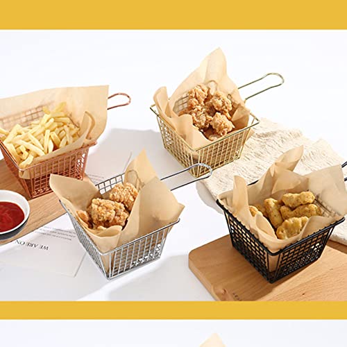 Fryer Basket, Large Capacity Safe Use Strudy Structure French Fries Basket Convenient Drainage for Home (Electroplating Color)