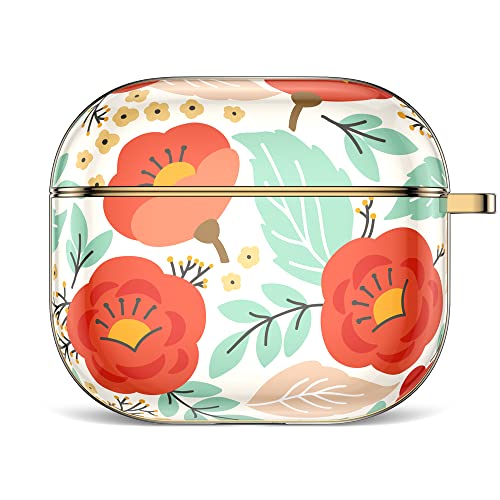 POCKT AirPods 3 Case Cover with Keychain Semi Soft Skin Cases for AirPod 3 Charging Case | Poppy
