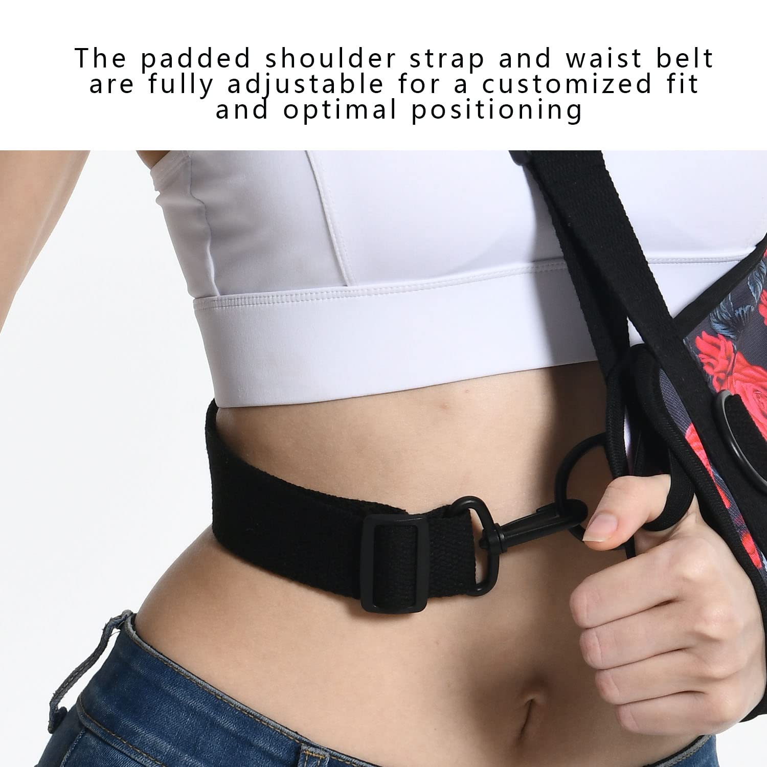Fotgok Breathable Arm Sling with Waist Belt for Shoulder Women Rose -Shoulder Immobilizer with Strong Support-Breathable Arm Support Brace for Shoulder Injury