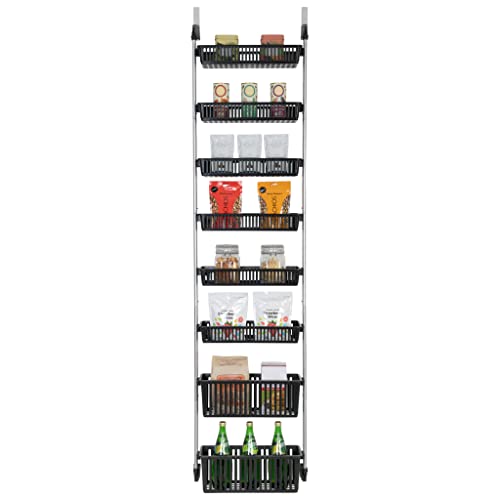 Smart Design Over-the-Door Organizer for Storage β Perfect for Pantry Organization, Bedroom, Bathroom Storage, Playroom, or Kitchen - Adjustable Steel Frame with 8 Baskets & Wall Mount β Black