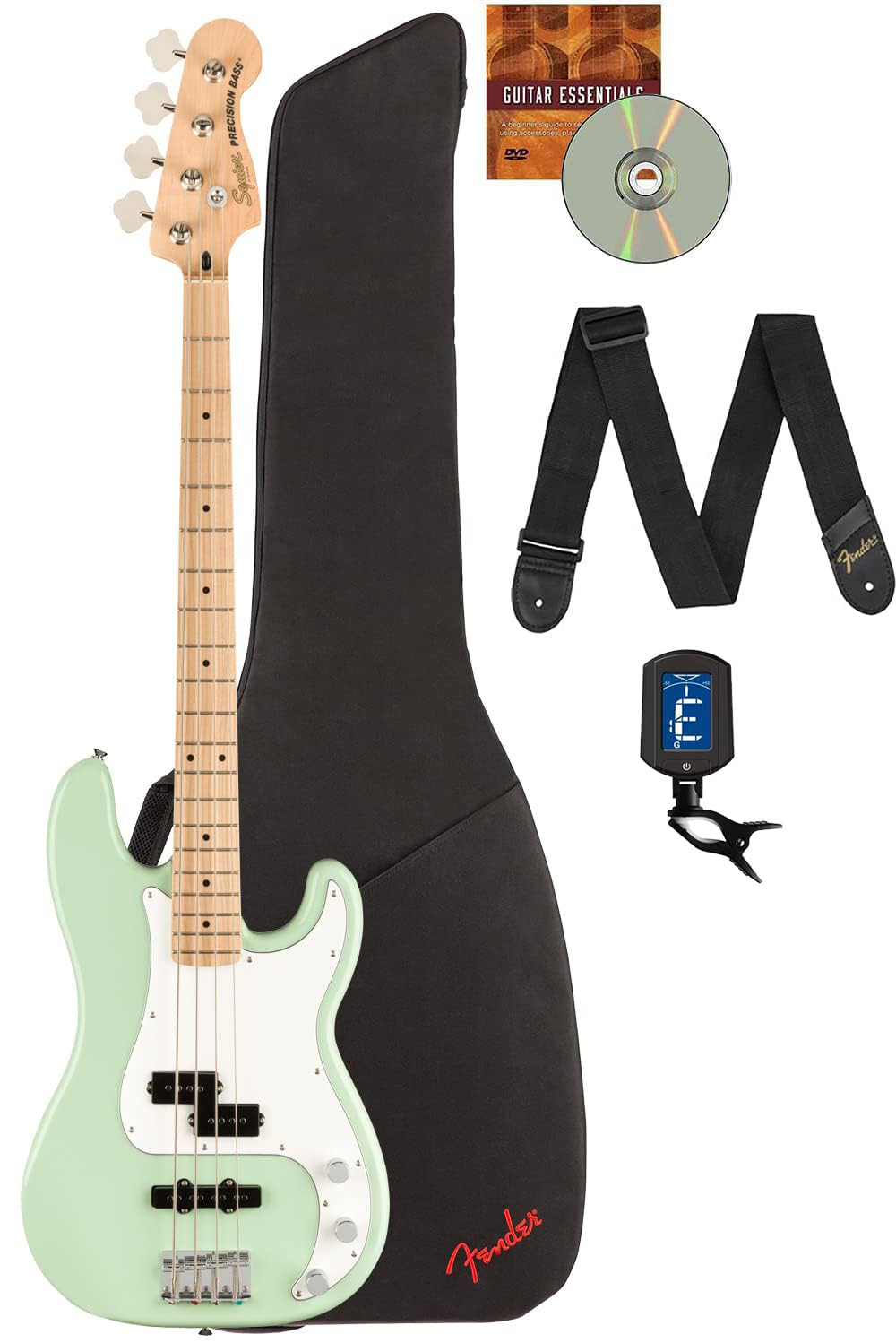 Fender Squier Affinity Jazz Bass - Burgundy Mist Bundle with Gig Bag, Tuner, Strap, and Austin Bazaar Instructional DVD