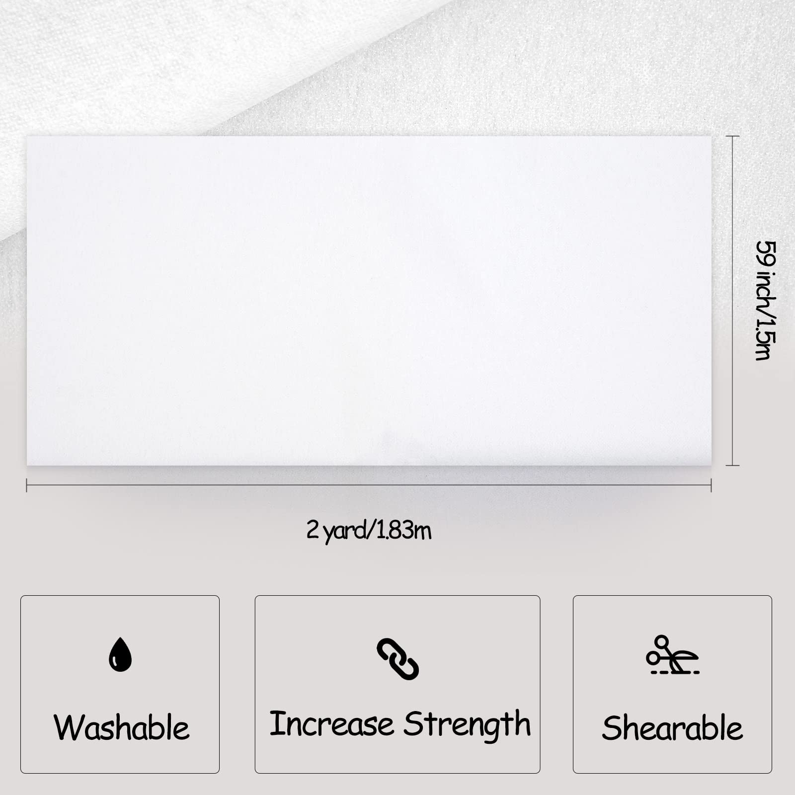 Fusible Interfacing, Lightweight Non-Woven, Fusible Interfacing Lightweight for Sewing Masks, Quilts, Cloth Bags, DIY Crafts, White Polyester Single-Sided Iron On Interfacing, Hem Tape