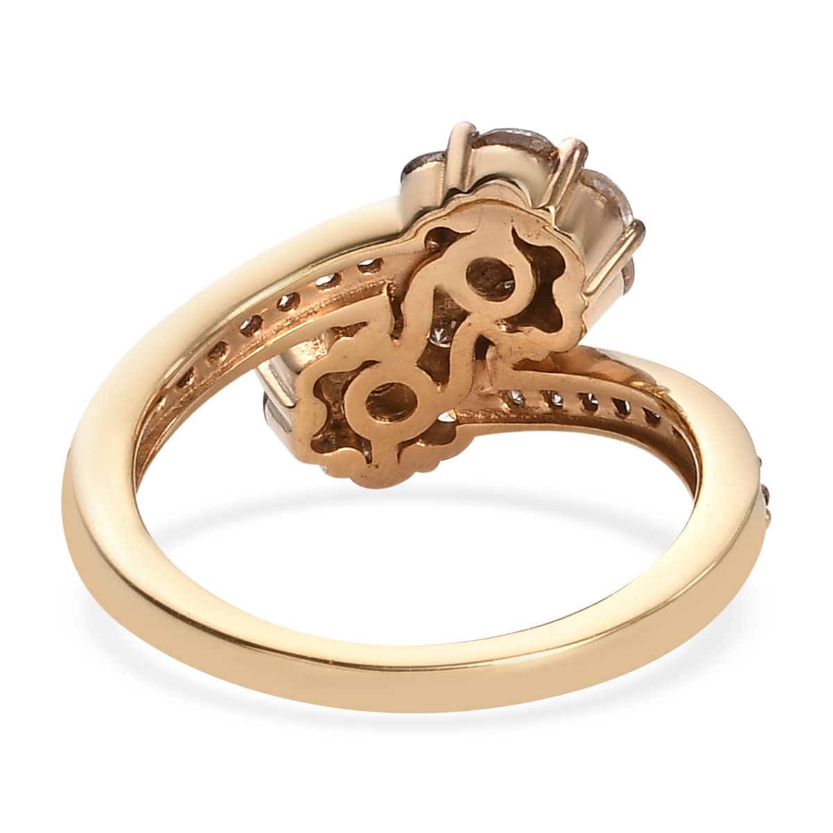 Femme Luxe 18K Yellow Gold Plated Silver 1.00 ct.t.w Champagne Diamond Elegant Cocktail Women's Ring In 925 Sterling Silver (Size: 7)