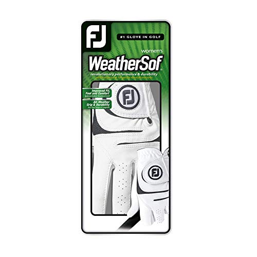FootJoy Women's WeatherSof Golf Glove, White Medium/Large, Worn on Right Hand