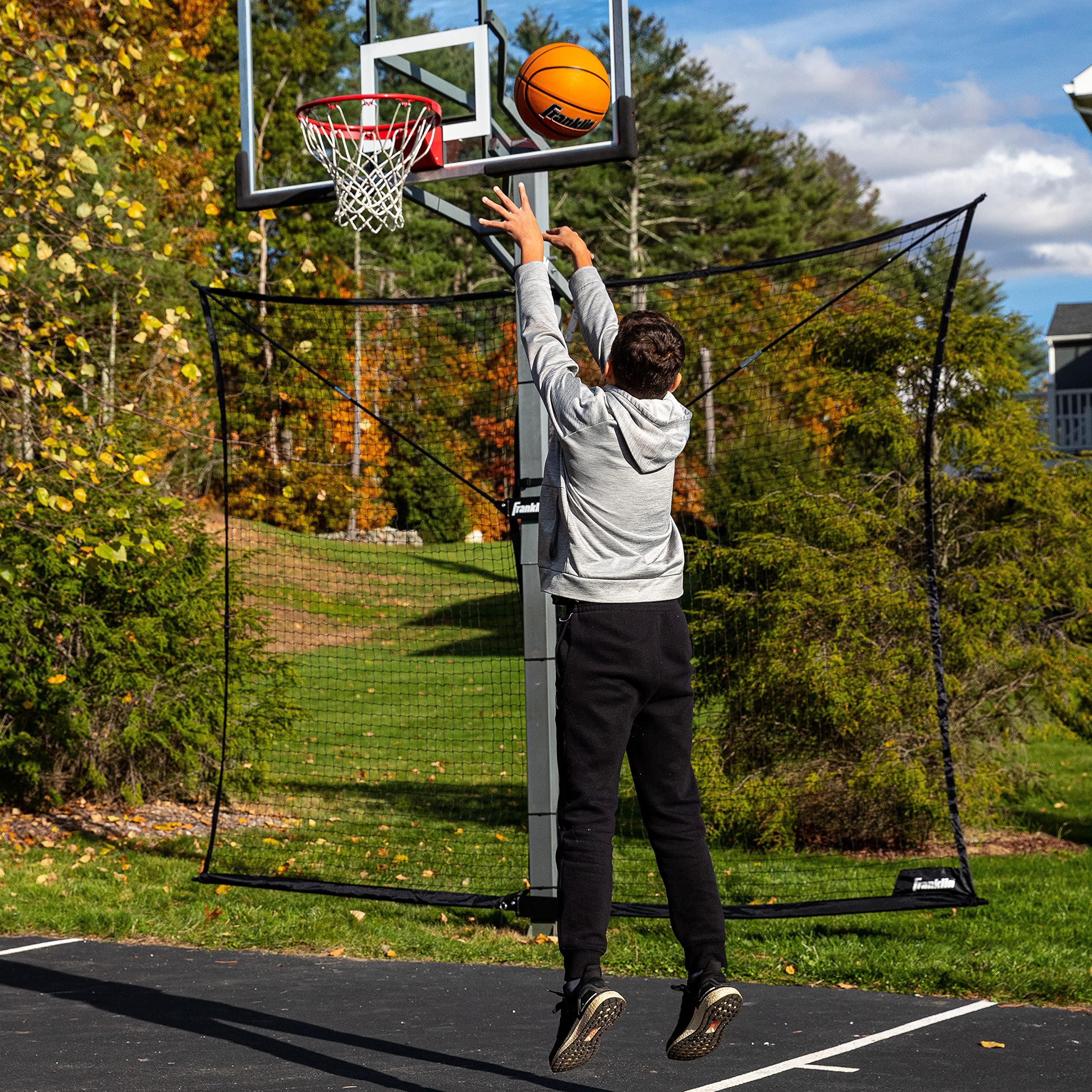 Franklin Sports Defender Net Pro β 10ft. x 8ft. Rebounder β Easily Fold and Quick Install β Defensive Net System, Black
