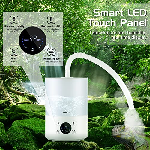 Smart Reptile Fogger Humidifiers with Humidity Control, Reptile Terrarium Humidifier Smart Touch, 3 Grades Adjustable Fogger with Hose for Reptile Amphibians Herps Snakes Plants