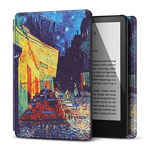 TNP Case for 6" All-New Kindle (2022 Release) 11th Generation Slim Cafe at Night Cover, Lightweight and Smart Protective Flip Case with Auto Sleep and Wake for 6-Inch Amazon Kindle E-Book Reader