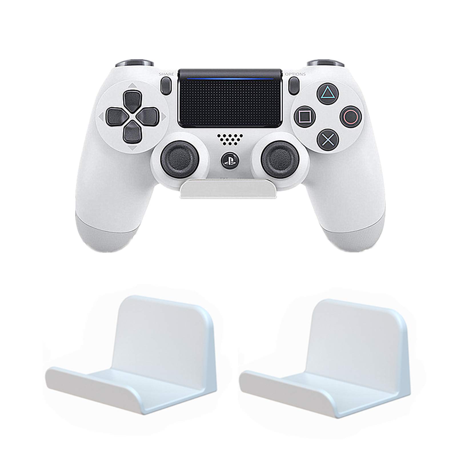 ForBEST 2 Pack PS4 PS5 Controller Wall Mount Headphone Stand Headset Holder Hook Stand for Gaming Controller, Cables, Gamepad, Umbrella, Bag, Backpack (White)