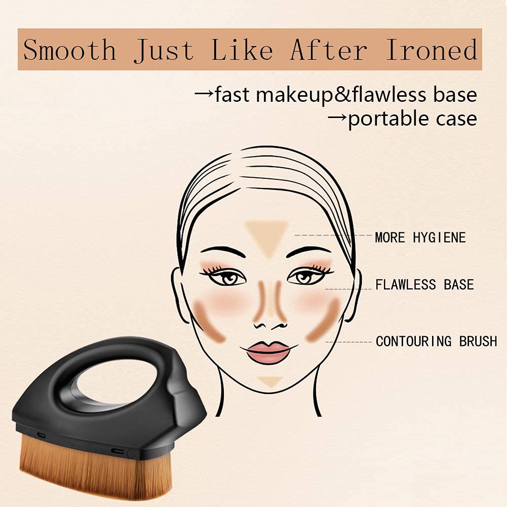 Foundation Brush, Iron Shape Kabuki Foundation Brush for Liquid Foundation with Portable Case, Makeup Brushes for Flawless Base Makeup Finish