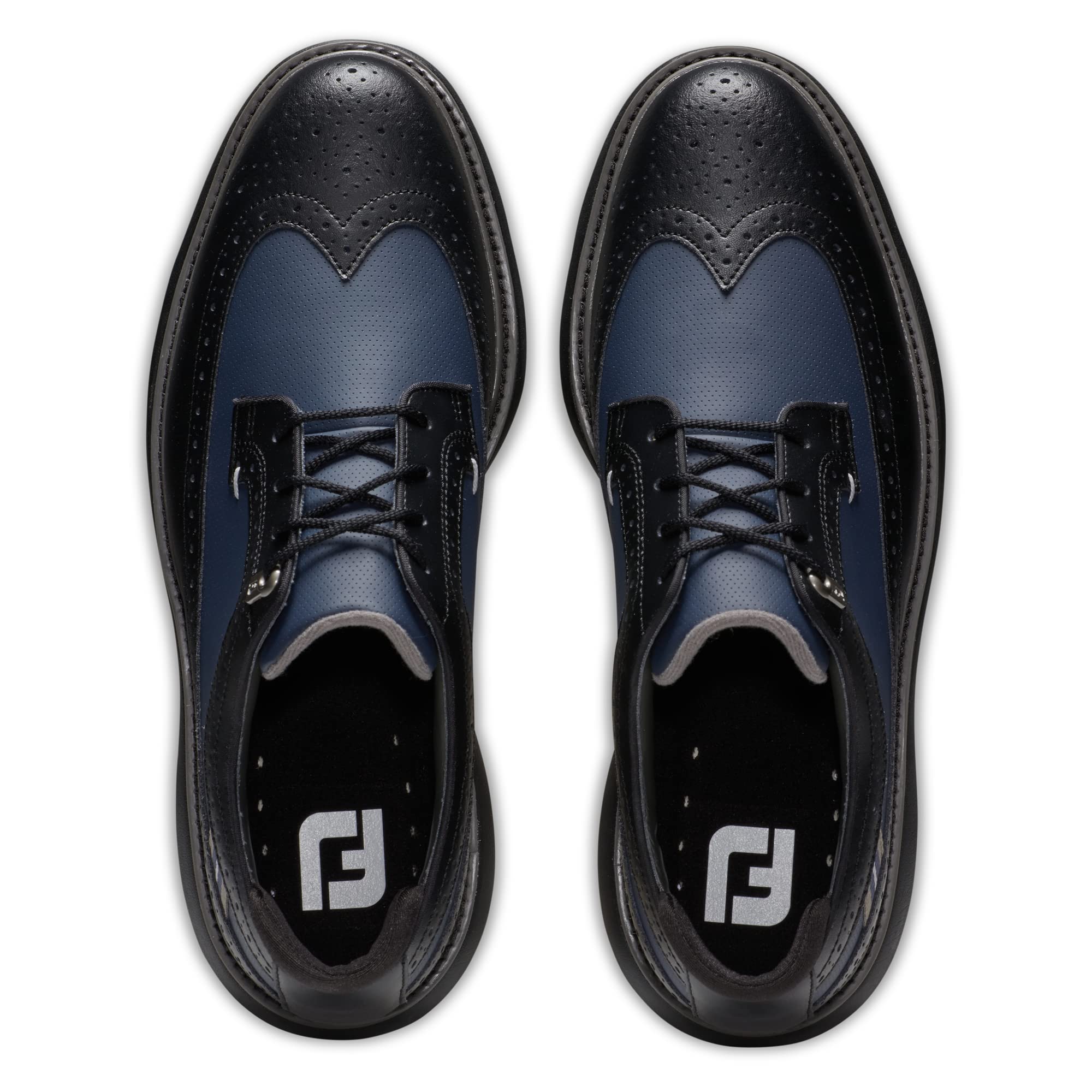 FootJoy Men's Traditions-Shield Tip Previous Season Style Golf Shoe, Black/Navy, 10.5 Wide
