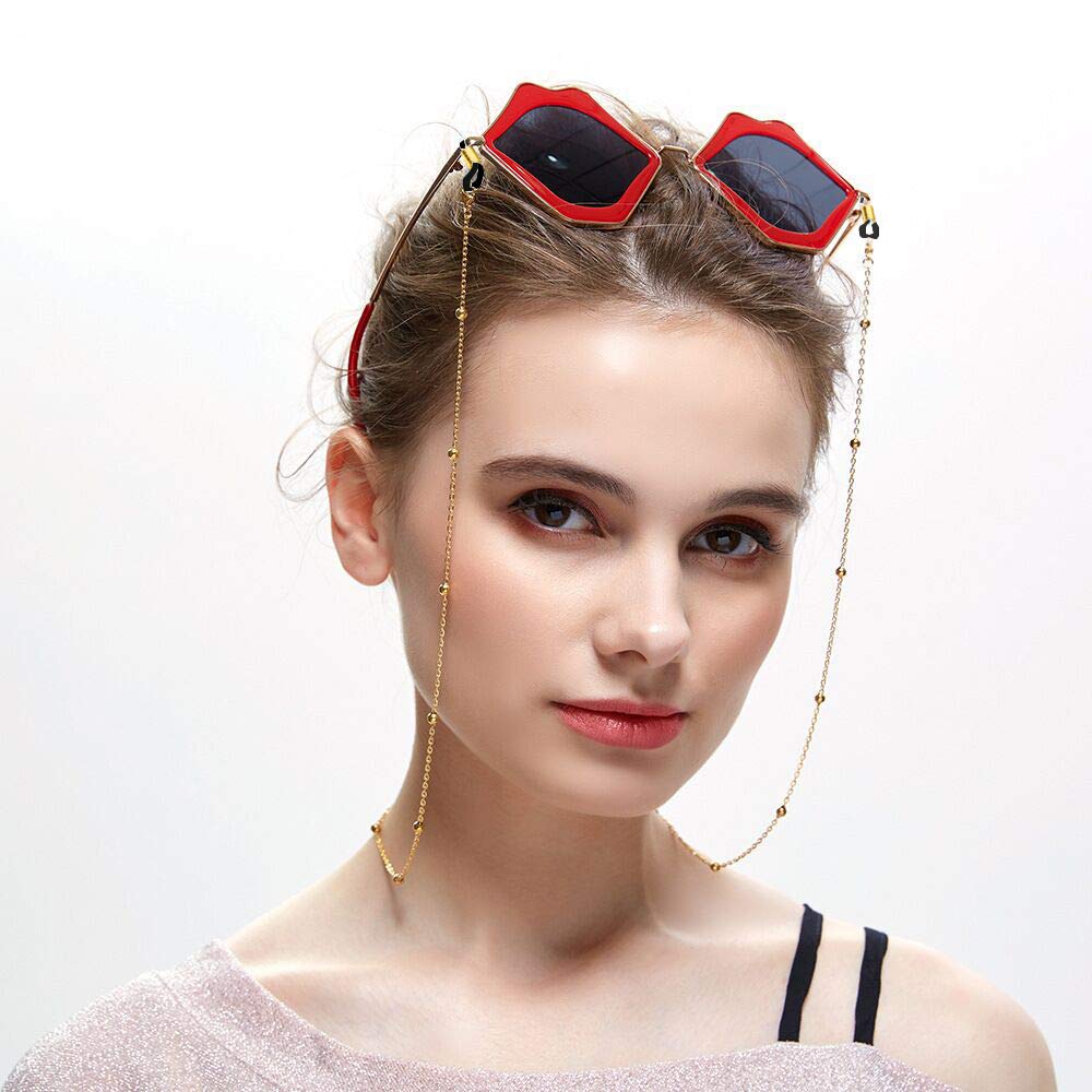 FUNEIA Mask Chain Eyeglass Chain Lanyard for Women Men Mask Lanyard Eyeglass Holder Chain Strap Gold Link Necklace Around Neck Eyeglass Chain Retainer Hanger Keeper Accessory