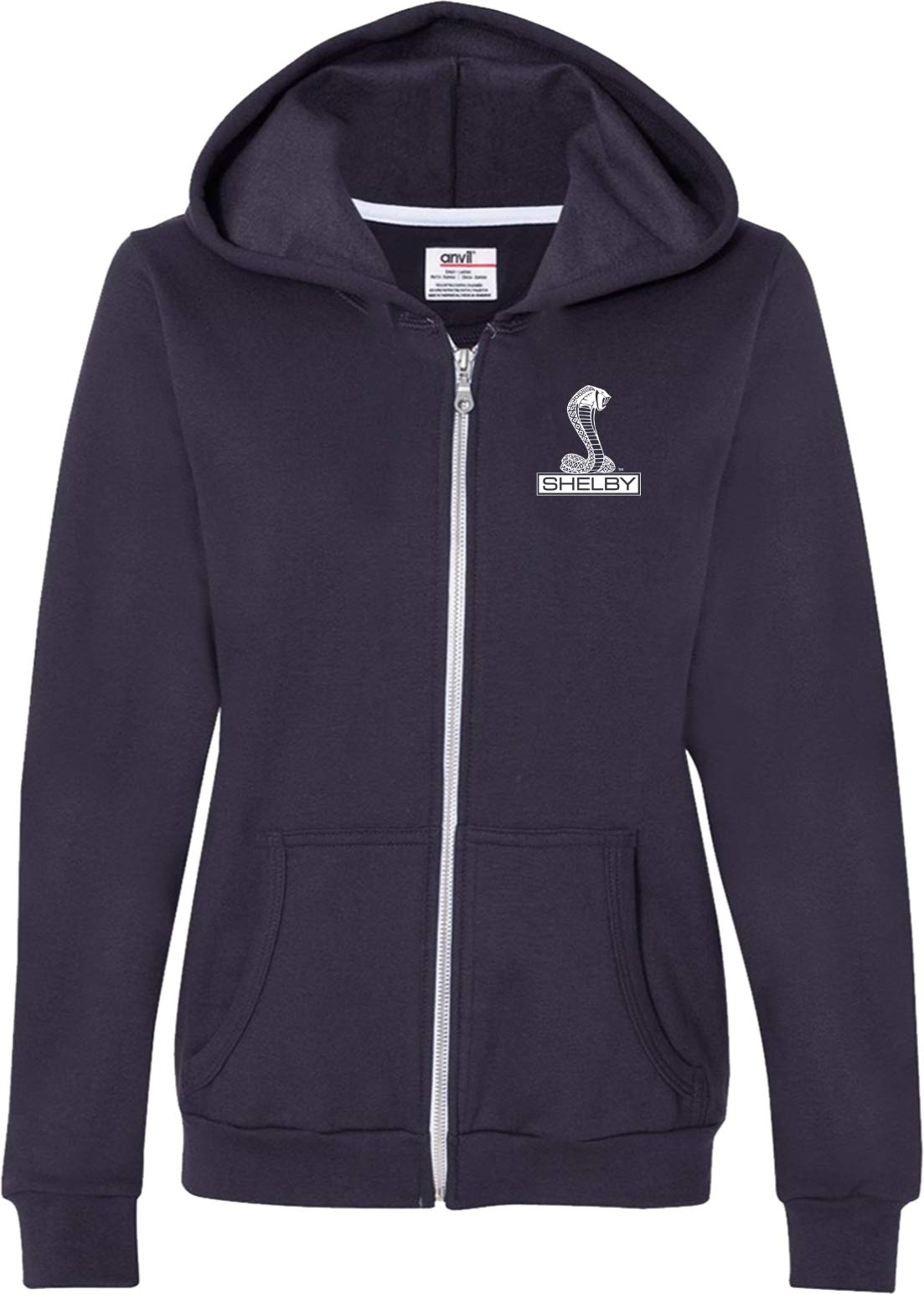 Ford Shelby Cobra Pocket Print Ladies Full Zip Hoodie, Navy XL
