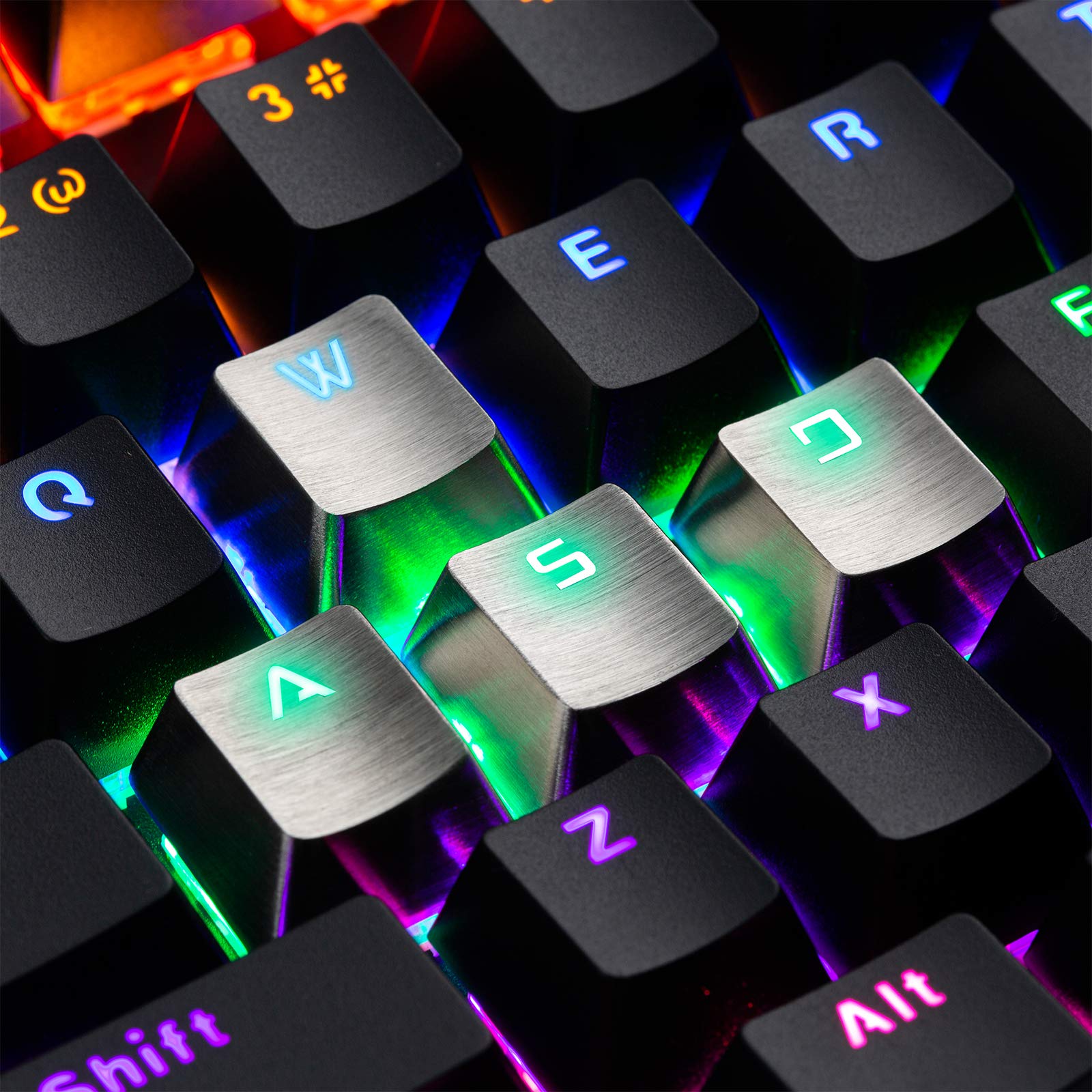 GamCap FPS & MOBA Custom Gaming Keycap,Keycaps set(WASD keys) include Key Puller,Durable Stainless Steel Metal Keycap Compatible with Mechanical Gaming Keyboard 60% Keyboard Cherry Mx Switch