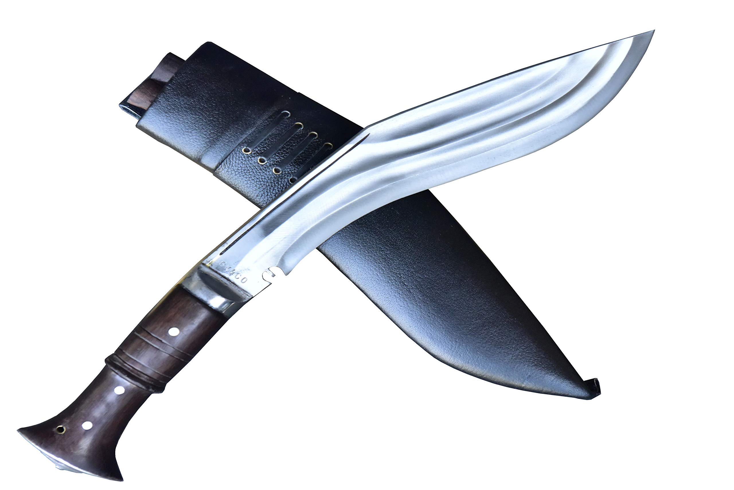 GK&CO. Kukri House Genuine Kukri/khukuri - Authentic 12" 3 Chirra (3 Fuller) The Beast, Full Tang Wooden Handle, Black Leather Sheath Khukuri- Handmade in Nepal Imported