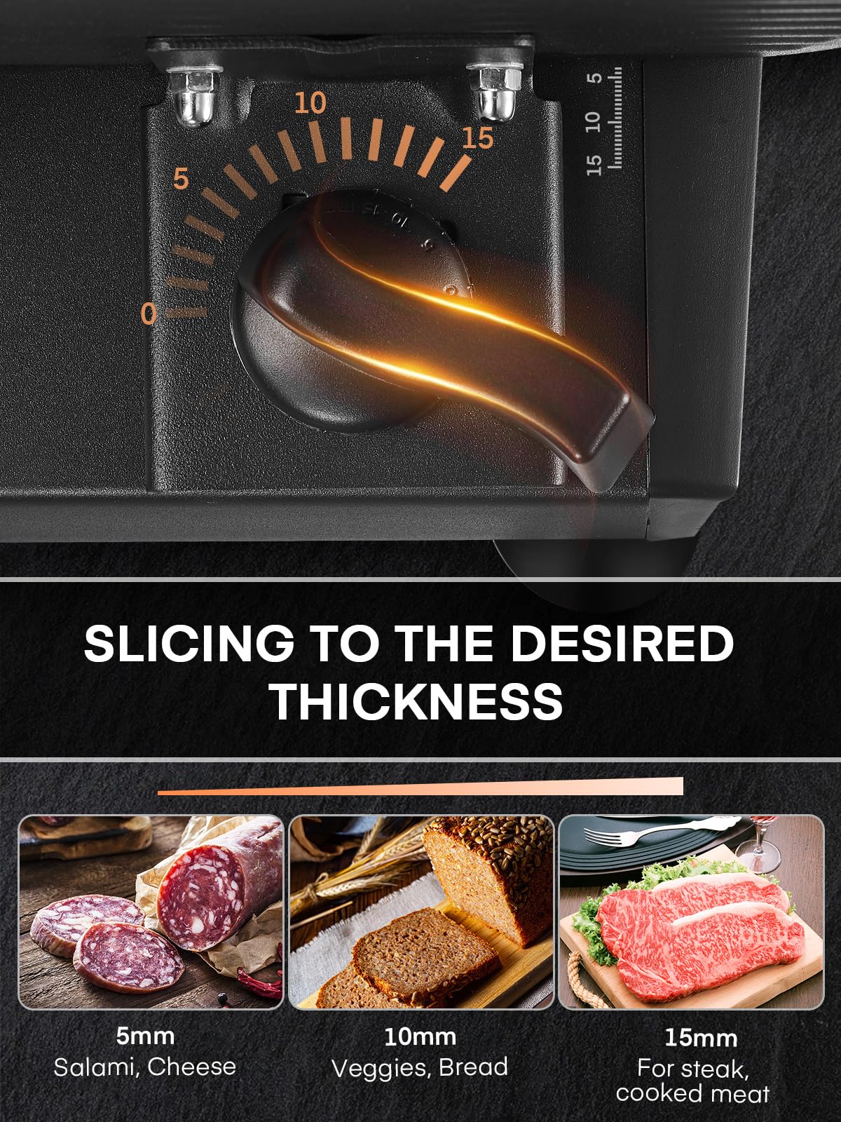 FOHERE Meat Slicer 200W Electric Deli Food Slicer with Two Removable 7.5’’ Stainless Steel Blade, Adjustable Thickness for Home Use, Child Lock Protection, Black