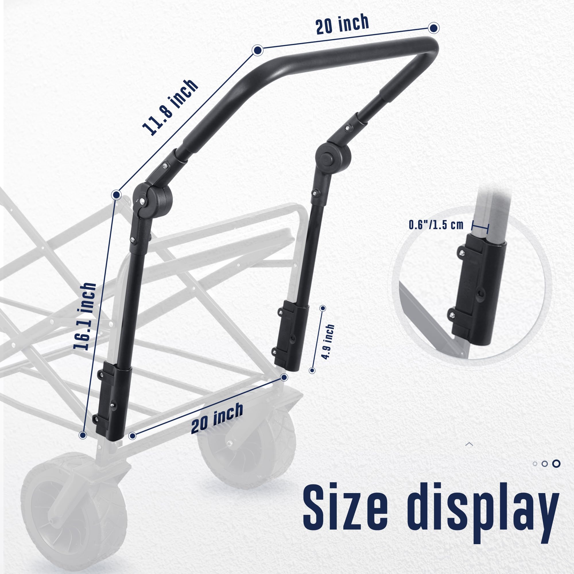 Fischuel Folding Wagon Push Handle, Outdoor Removable Utility Wagon Accessories, Universal Adjustable Trolley/Handle, Compatible with Square/Round Metal Frame Wagon(Excluding Wagons)