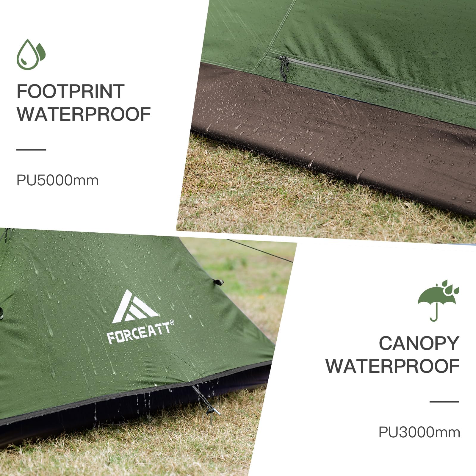Forceatt Camping Tent 2 Person, Backpacking Tent Waterproof & Windproof, Ultralight Instant Tent with Rain Fly for Camping, Hiking, Outdoor