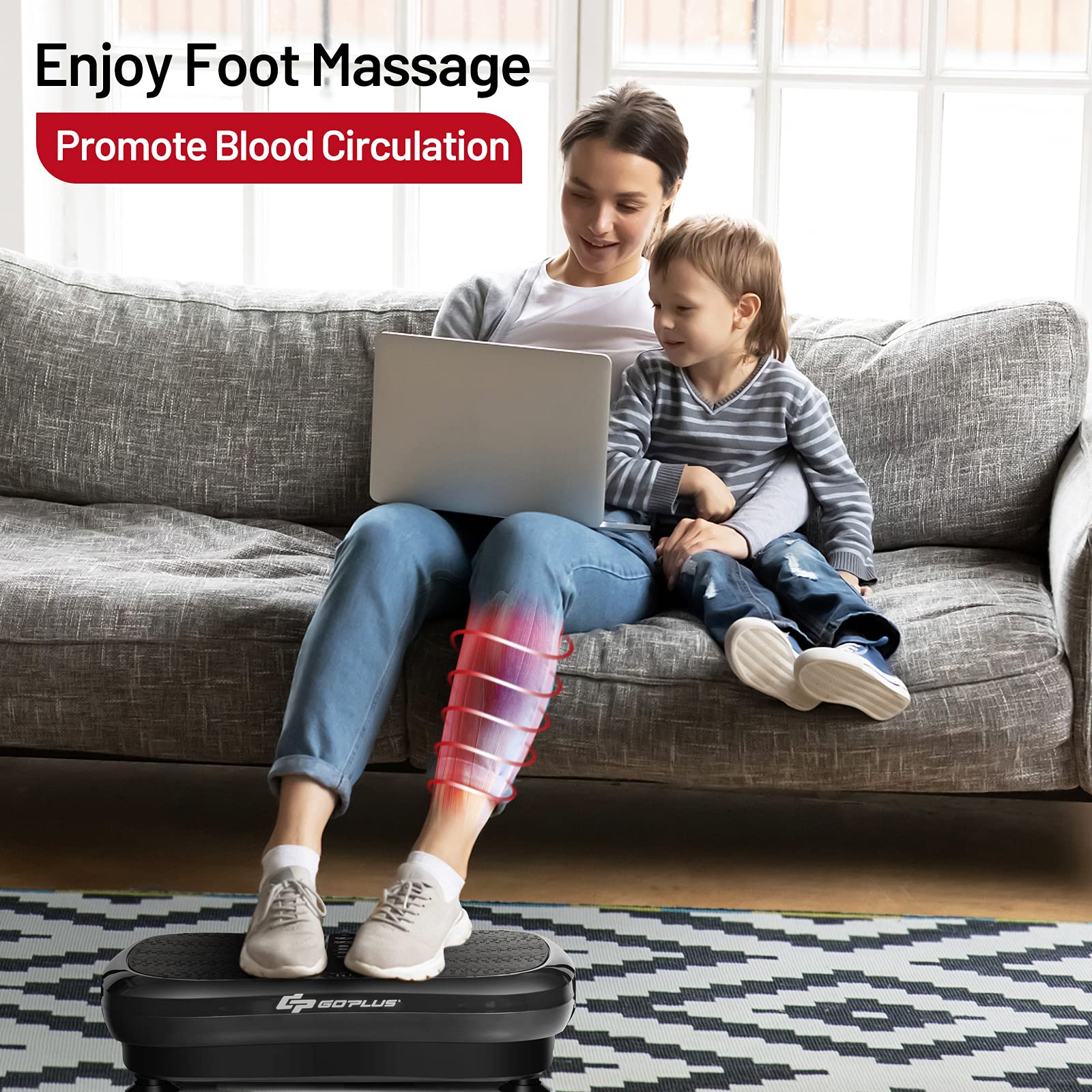 Goplus 3D Vibration Plate Exercise Machine, Vibration Fitness Platform, Loop Bands, 180 Speed Adjustment, 0-10Mins Timer, for Weight Loss, Toning & Wellness (Black)