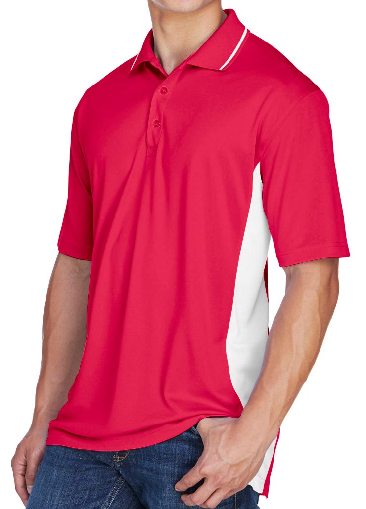 Ford Legend Lives Crest Pocket Print Two Tone Polo, Red 3XL