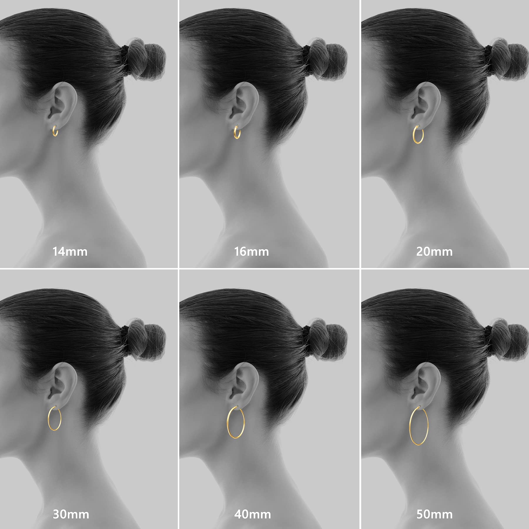 Gacimy Gold Hoop Earrings for Women, 14K Gold Plated Hoops with 925 Sterling Silver Post, Yellow Gold 40mm Medium