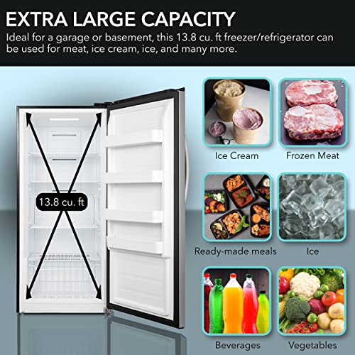 Whynter UDF-139SS/UDF-139SSa 13.8 cu.ft. Energy Star Digital Upright Convertible Deep Freezer/Refrigerator – Stainless Steel