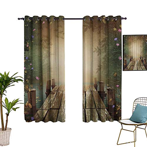 Going Away Gifts Decor Living Room Curtains 2 Panel Sets Room Darkened W55 x L39 Inch Poetic Design Teal