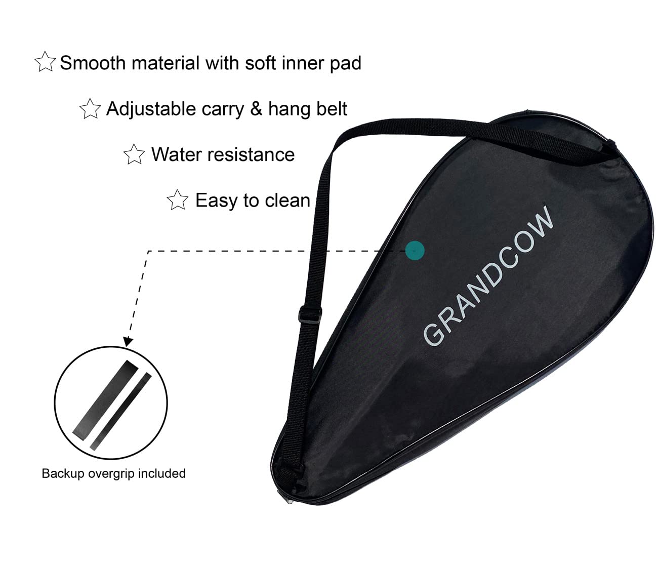 GRANDCOW Beach Tennis Paddle Racket Carbon Fiber with EVA Memory Foam Core Tennis Padel (2Pcs Black)