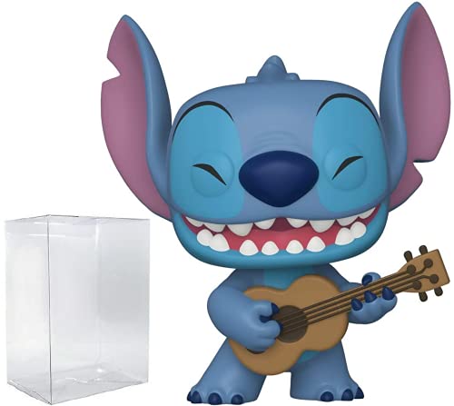 Funko POP Disney: Lilo & Stitch - Stitch with Ukulele Pop! Vinyl Figure (Bundled with Compatible Pop Box Protector Case), Multicolor, 3.75 inches