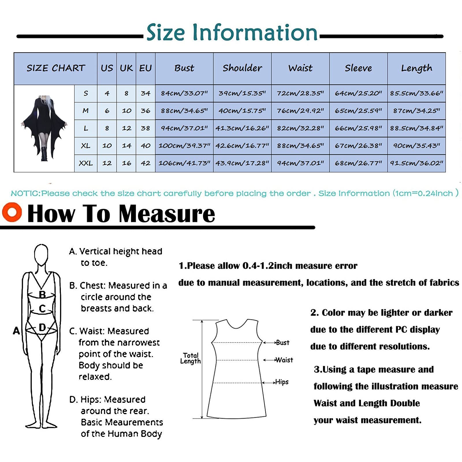 FRETRG Halloween Dresses for Women Autumn V-Neck Solid Sexy Slim Batwing Sleeve Bandage Black Mini Tunics Dress (Black, M)