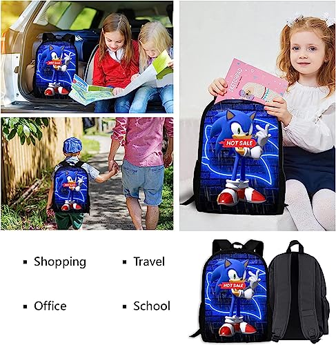 FGJIIFDF Cute Cartoon Anime Backpack for School,3D Print 17 Inch Large Capacity Adjustable Bag for Teens Boys Girls (Blue E)