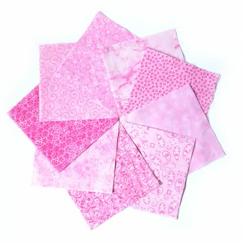 FlashPhoenix Quality Sewing Fabric – It's All Pink 90-pc precut Charm Pack 5 Squares 100% Cotton Fabric Quilt Size: 5x5 Inch