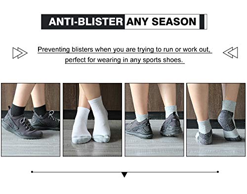 FLYRUN Men's Athletic Ankle Quarter Socks Men Comfort Cushion Moisture Wicking Work Sock 6 Pack