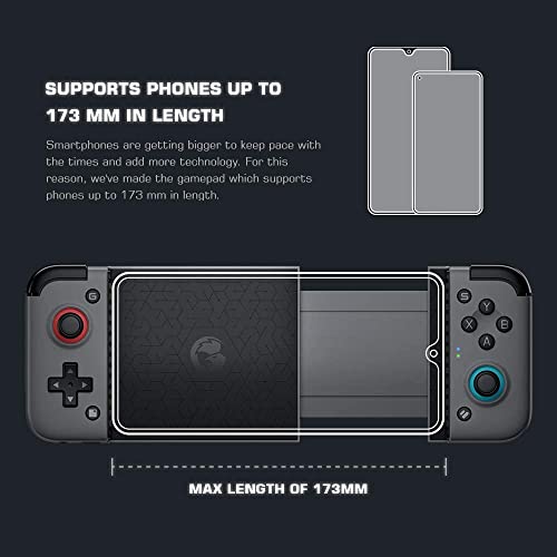 GameSir X2 Bluetooth Mobile Gaming Controller for iPhone/Android Phone, Wireless Phone Game Controller with 500mAh Battery, Stretch Design Up to 173mm, Compatible with Apple Arcade and MFi Games