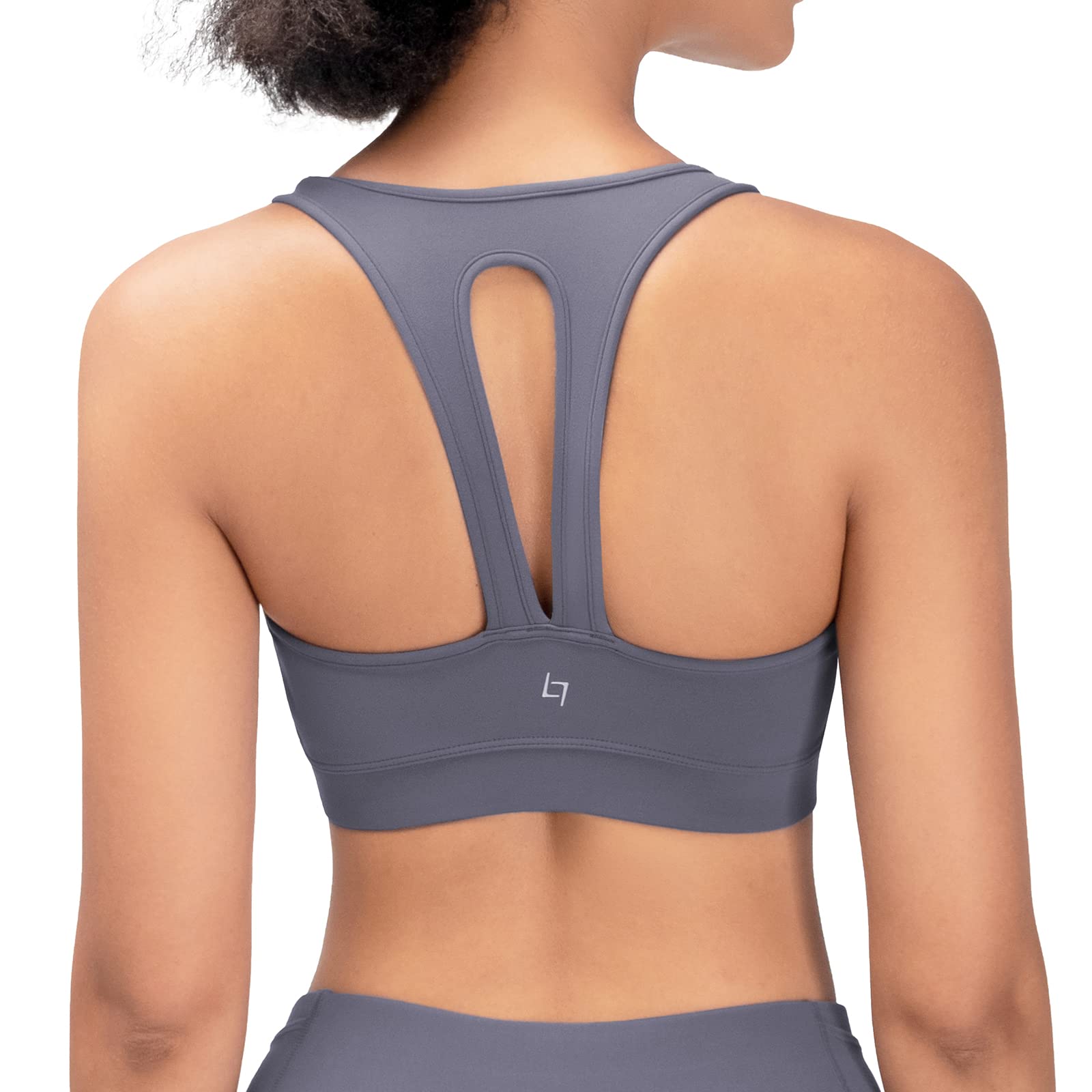 FITTIN Workout Sports Bra for Women Racerback Padded Medium Support Yoga Bras for Daily,Gym, Activewear A-C Cup Grey