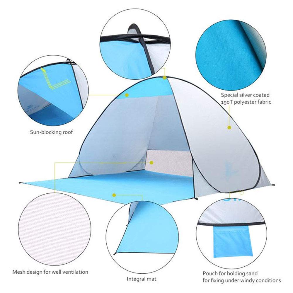 Freeship Deals Automatic Easy Outdoor Tent Big Portable Automatic Sun Umbrella, Waterproof/Windproof Instant Easy Outdoor, Fit 3-4 Persons for Camping, Hiking, Canopy with Carry Bag (Pink)