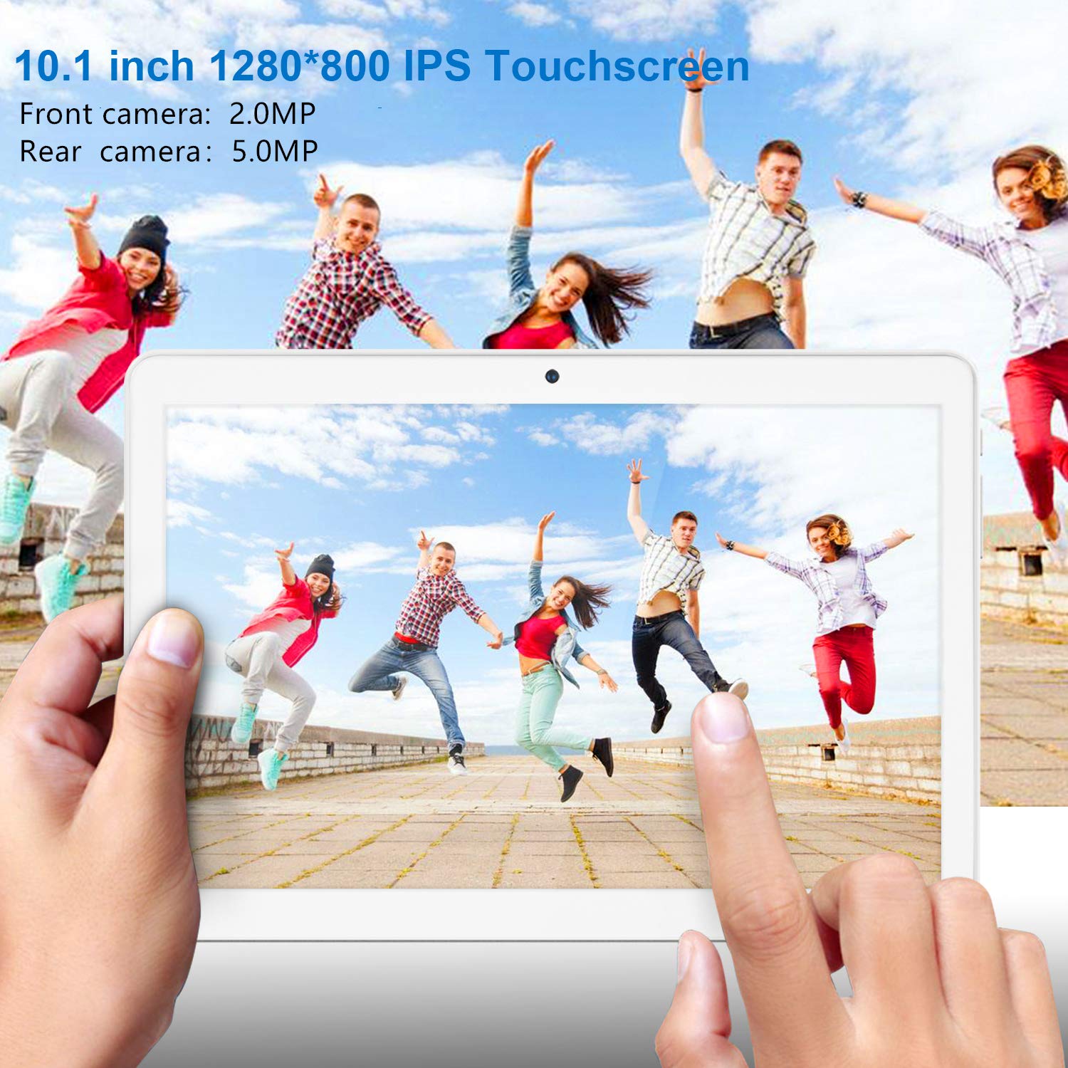 FLYINGTECH Android Tablet 10 Inch, 3G Phone Tablets with 16GB Storage, Dual SIM Card Slots, Quad-Core Processor, HD Touchscreen, WiFi, Bluetooth, GPS - Silver