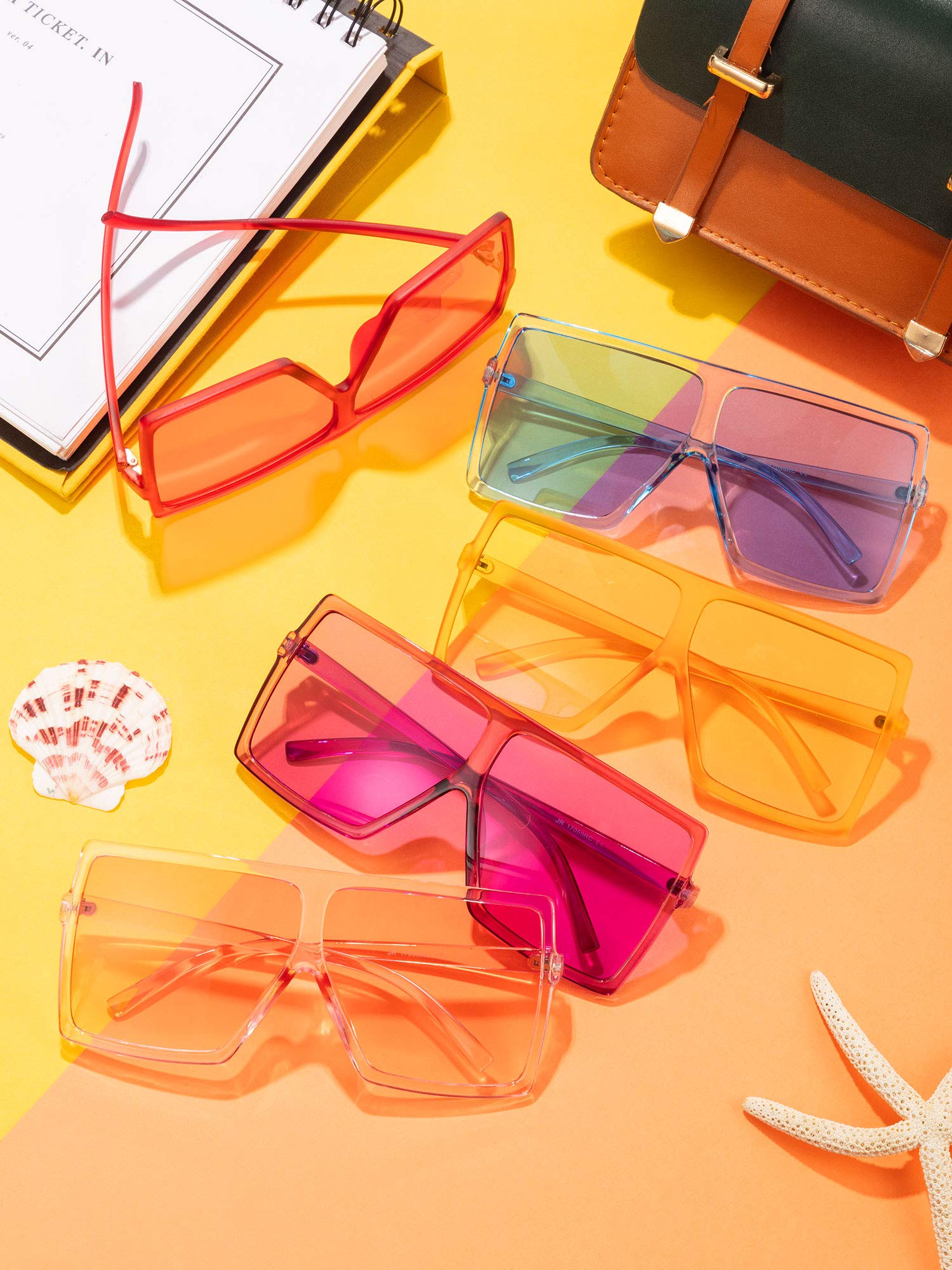 Frienda 14 Pairs Square Oversized Sunglasses Flat Top Big Shades Oversize Sunglasses for Women
