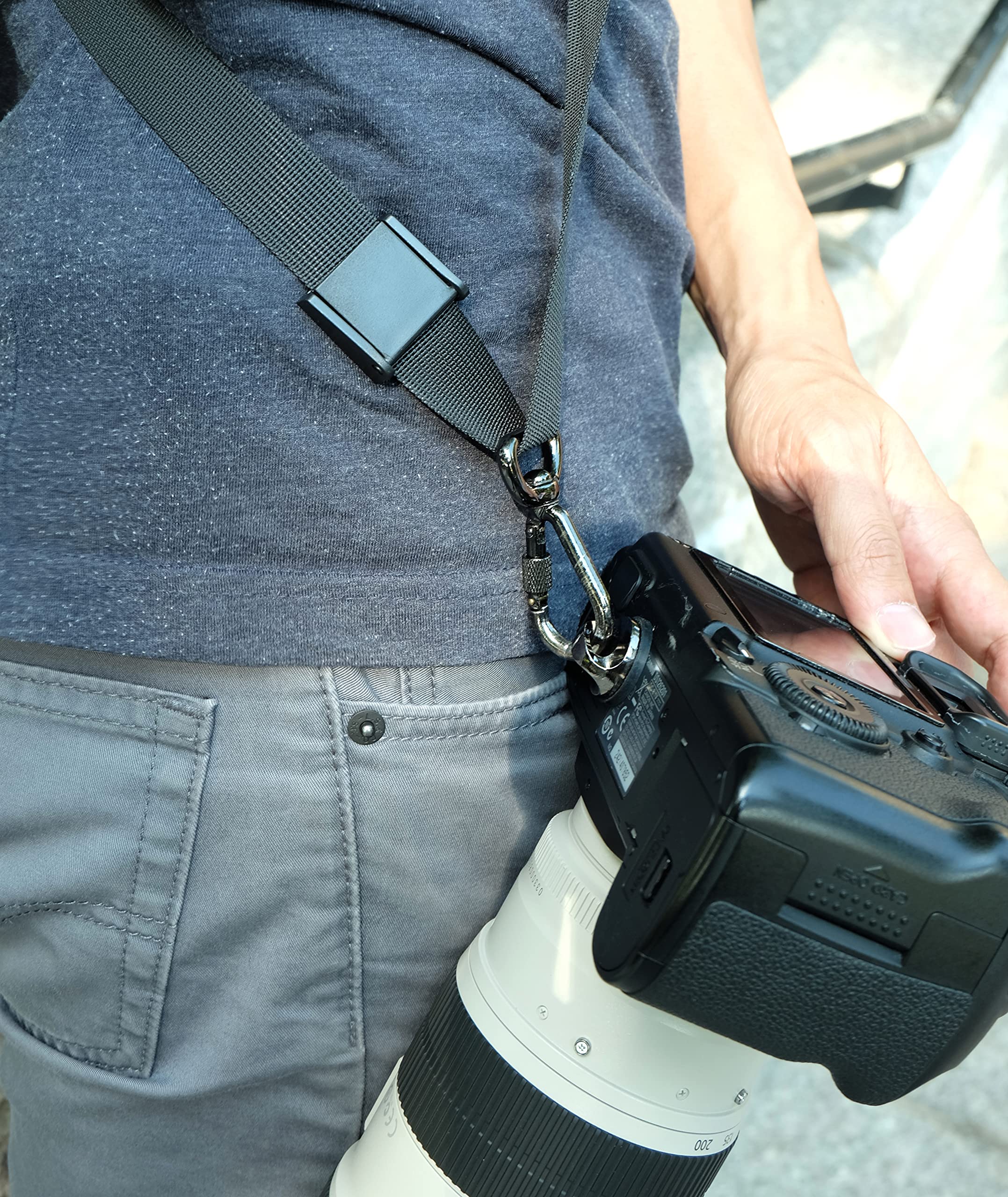 Fotasy Ergonomic Design Camera Sling Strap, Adjustable Camera Neck Strap, w/Quick Release and Safety Tether, Compatible with Canon Fujifilm Nikon Olympus Panasonic Pentax Sony Cameras
