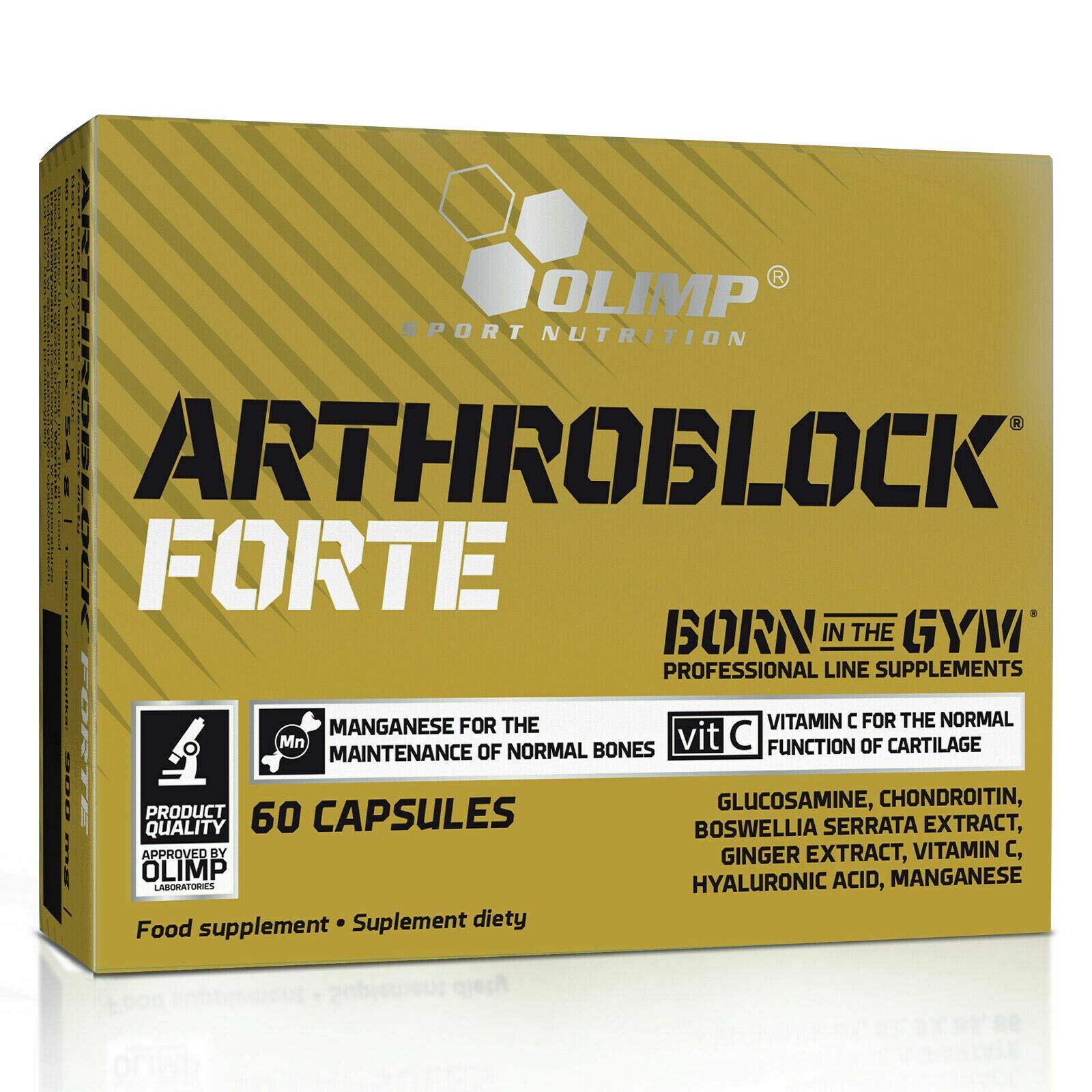 Gold ARTHROBLOCK Forte - Cartilages Bones & Joints Health Support - Food Supplement for Flexibility and Mobility (60 Capsules)