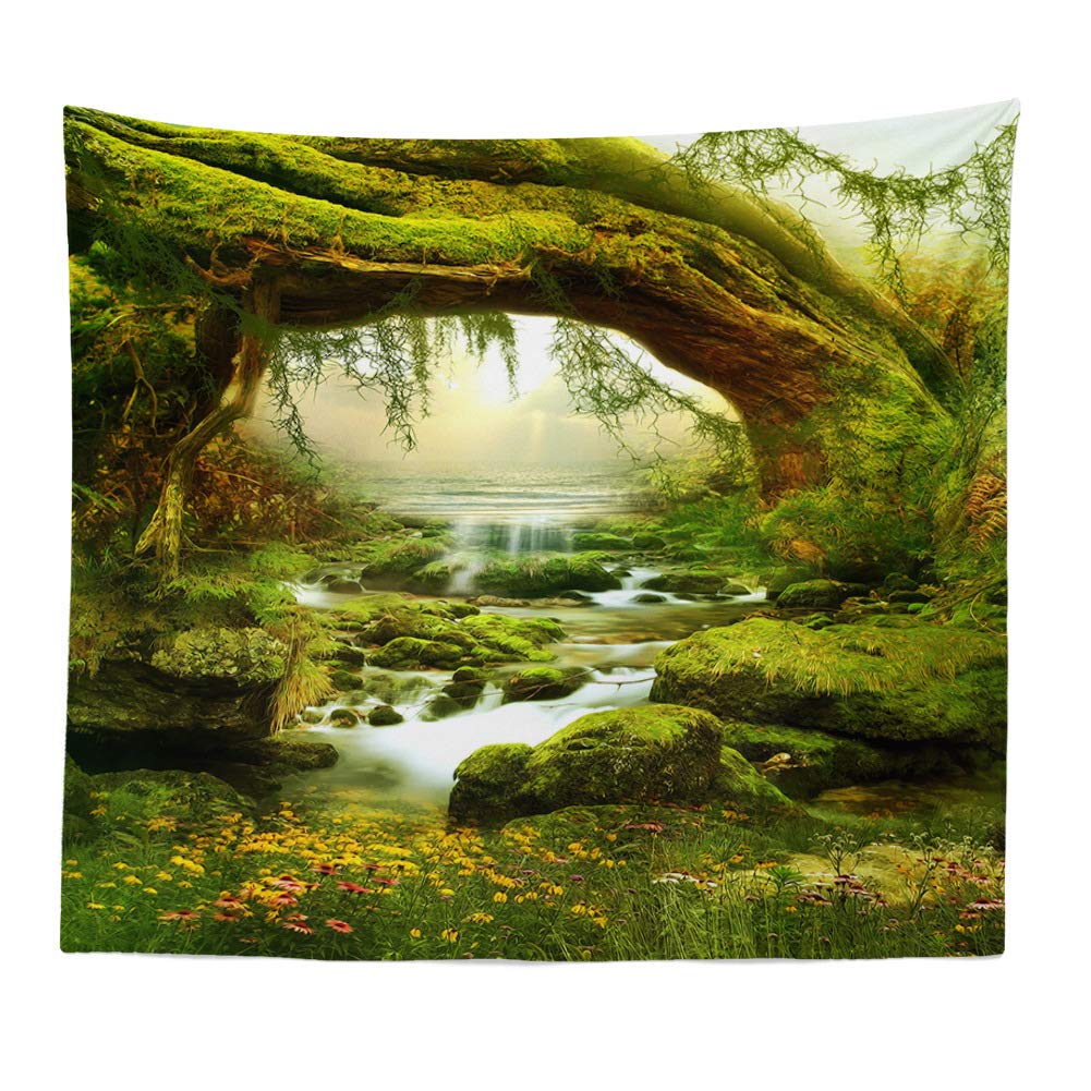 Forest Tapestry Home Decor Landscape Tapestry Living Room Bedroom Decoration Tapestry Magic Tapestry Curtain (Old Tree Red, 60''L×51''W)